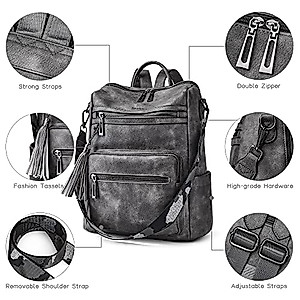 Shrrie Backpack Purse for Women Leather Backpack Fashion Designer Travel Backpack Convertible Shoulder Bag with Wristlet