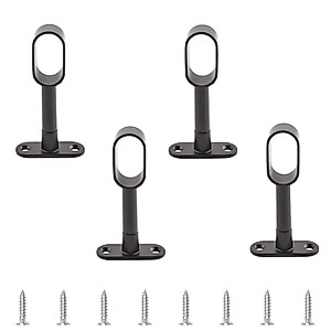 INCREWAY 4pcs Black Closet Rod Support, Zinc Alloy Oval Wardrobe Rod End, Adjustable Hollow Rod Bracket for Cabinet Bedroom Bathroom