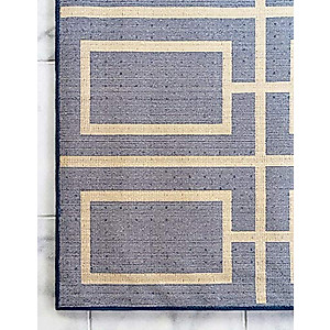 Unique Loom Glam Collection Geometric, Squares, Metallics, Modern, Chic Area Rug, 8 ft x 10 ft, Navy Blue/Gold