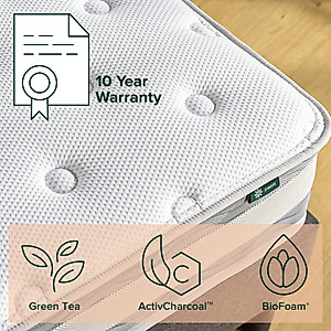 ZINUS 10 Inch Green Tea Cooling Gel Memory Foam Hybrid Mattress, Full, Pocket Innersprings for Motion Isolation, Mattress in A Box