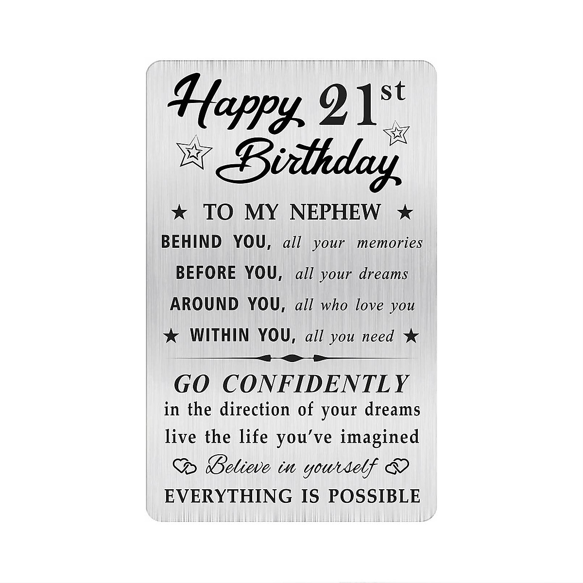 MOQIYXL Nephew 21st Birthday Card, Happy 21 Birthday Nephew Gifts Ideas, Small Engraved Wallet Card