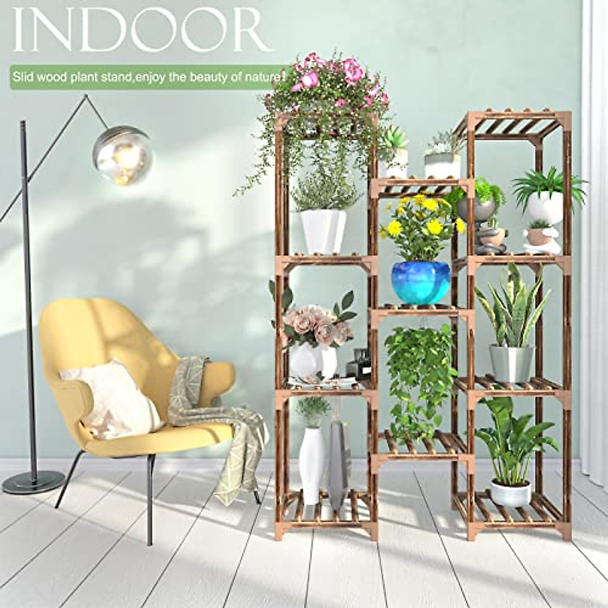 Veakoo Plant Stand Indoor Outdoor,11 Tiered Tall Wood Flower Stands Large Plant Shelf Multiple Garden Shelves Window Display Holder Rack for Corner Balcony Patio Living Room Bedroom with 3 Free Tool Visit the Veakoo Store