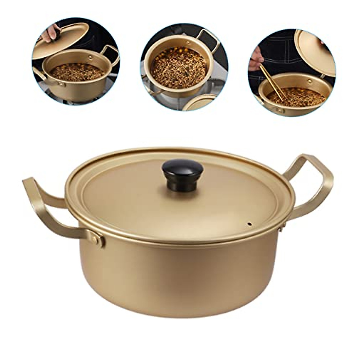 KICHOUSE Instant Noodle Pot Ramen Pot with Lid Metal Cooking Utensils Korean Pots for Cooking Soup Cooker Korean Ramen Pot with Lid Ramyun Pot Ramen Cooking Utensils Small Pot Ramen Cooker