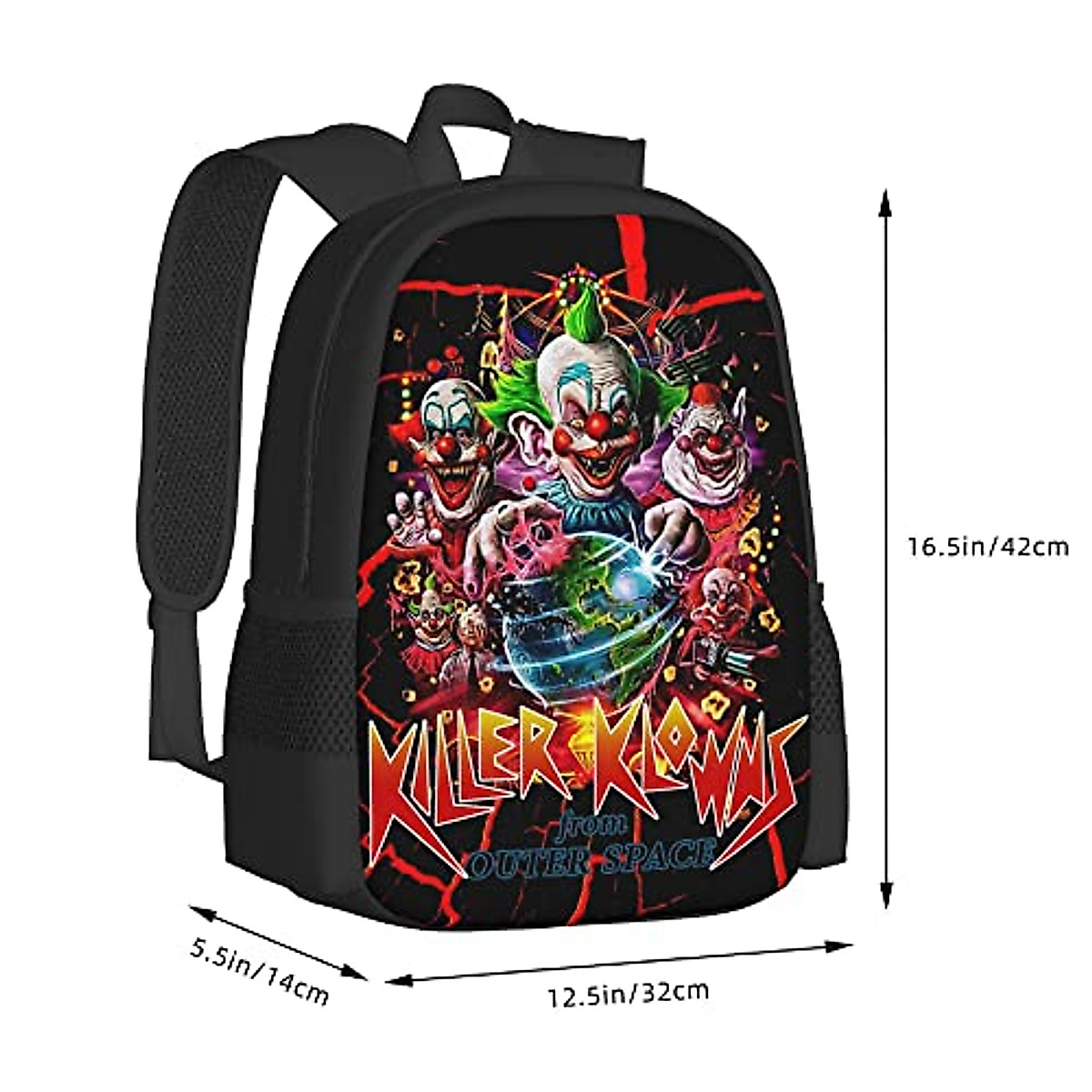 UAXEROU Killer Horror Klowns Movie from Outer Space Unisex Carry On Backpack Large Travel Backpack for Women Men Work Casual Laptop Daypack