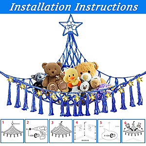 Stuffed Animal Net or Hammock, Macrame Stuffed Animal Hammock, Hanging Stuffed Animal Storage Boho Wall Corner Hammock Organizer, Toy Hammock for Nursery Play Room Kids Bedroom