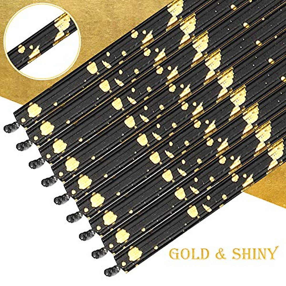 Threlaco 24 Pieces Birthday Candles Long Thin Cake Candle Cupcake Candles for Birthday Wedding Anniversary Graduation Retirement Party Decoration (Black Gold)