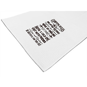 Camping Rules Camping Themed Kitchen Towels Dish Towels Hand Towels,Camping Kitchen Towels Dishcloths For Campers RV Trailer,Camping Gifts For Women Men Kids Camper Dad Her Him,Camping Lovers Gifts