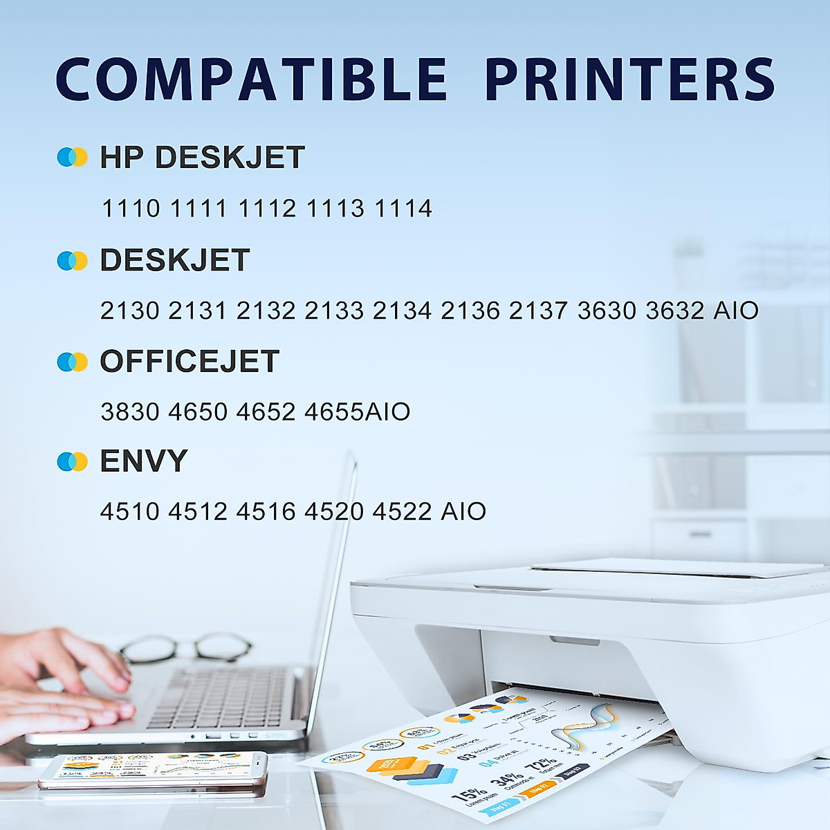 MYCARTRIDGE 63XL Remanufactured Ink Cartridge Replacement for HP 63XL 63 Ink Cartridge (1 Black, 1 Color) Combo Pack use with HP Envy 4520 4512 OfficeJet 4655 5255 3830 Printer 63XL Ink cartridges