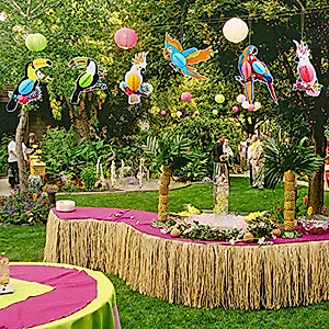 HOWAF 6 Pieces Tropical Birds Honeycomb Parrot Hawaiian Summer Beach Tiki Bar Luau Party Hanging Decorations