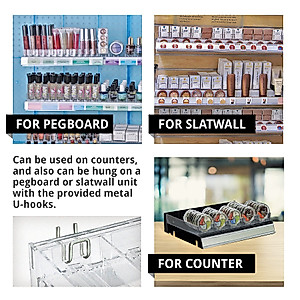 Azar Displays 225830-TALL-BLK Adjustable Tall Divider Bin Cosmetic Tray with Pushers - Customize Slot Size to Product, Black 2-Pack