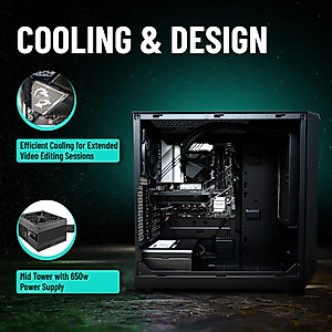 CPU Solutions Express HD Video Editing PC, CEV-8809-64 - HD Video Editing Workstation - Ryzen 9 7900X, 5.6Ghz 12-Core, 64GB DDR5 RAM, 2TB NVMe SSD, Quadro RTX A2000, Windows 11 Pro Computer Tower