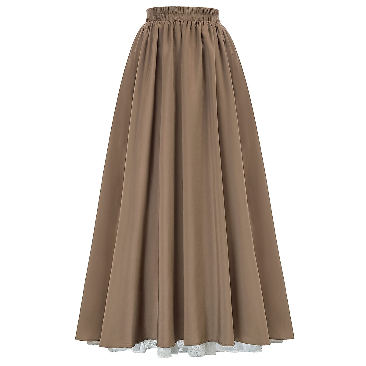 Scarlet Darkness Womens Maxi Skirt Victorian Renaissance High Waisted Double Layer Skirts Brown S