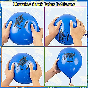 Graduation Balloons Blue 2023 40pcs 12 Inch Royal Blue White Black Confetti Latex Helium Congrats Grad Balloons for Grad Party Decorations Supplies