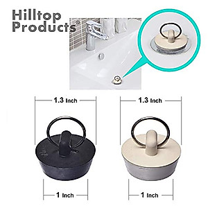 4 Pack - Bathroom Sink Strainers and Stopper Plug Combo - 2.125" Top / 1" Basket, Stainless Steel Strainers and Rubber Plug Stopper for Standard Bathroom Sink, Utility, Slop, Lavatory and RV Sink