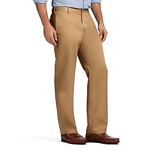 IZOD Men's American Chino (Inert Flat-Front or Pleated) Classic-Fit Pants, English Khaki, 34W x 32L