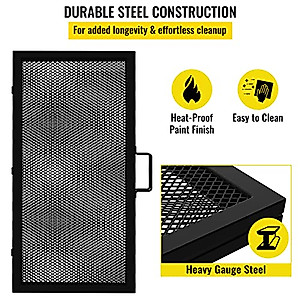 VEVOR Fire Pit Cooking Grate 30 Inch, Foldable Square Cooking Grill Grates, Heavy Duty X-Marks BBQ Grill with Portable Handle & Solid Steel for Outdoor Campfire Party & Gathering