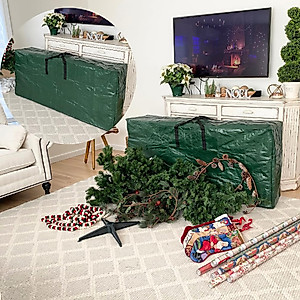 Evelots Christmas Tree Storage Bag - Fits 9 Ft Artificial Trees - Plastic Water Resistant Christmas Tree Bag - Strong Durable Handles Green