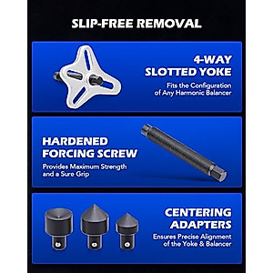 Orion Motor Tech Harmonic Balancer Puller Kit, Power Steering Pulley Puller Installer Tool Set, Automotive Steering Wheel Puller Tool Kit, Flange Type Gear and Crank Puller Set