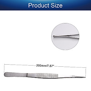 Utoolmart 1Pcs 200mm Lenght Stainless Steel Straight Pointed Tweezers with Serrated Tip