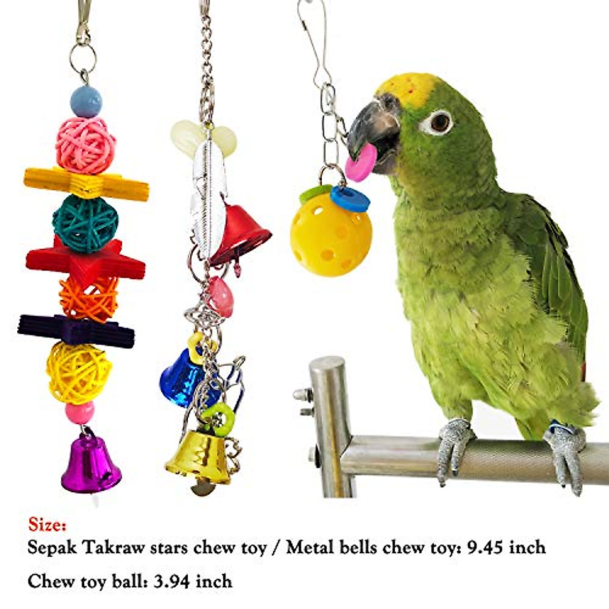 6pcs Bird Parakeet Toys Ladders Swing Colorful Chewing Bird Parakeet Cage Accessories Hanging Bell Pet Cockatiel Toys for Bird Cage for Small Birds, Love Birds, Conures, Macaws, Parrots, Finches