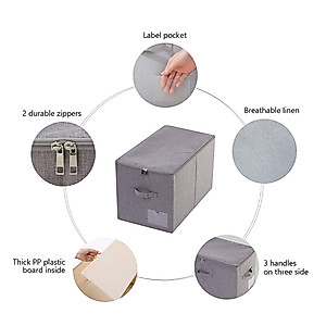 iwill CREATE PRO Pack of 2, Large Size Folding Washable Fabric Storage Boxes for Bedding Sheets, Blankets, Pillows, Clothing, Toys etc., Dark Gray