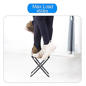 Qesonoo Mini Portable Folding Stool, Camping Fishing Stool for Adults Fishing Hiking Gardening and Beach with Carry Bag, Hold Up to 450lbs(Camouflage)