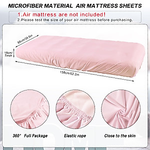 Breling Kids Air Mattress Fitted Sheets Compatible with Intex Cozy Kidz (Sheet Only) Toddler Inflatable Mattress Sheets for Kids Sleepover Party Travel Camping Air Mattress Airbed(Pink,6 Pcs)