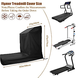 Flymer Treadmill Cover Waterproof Outdoor, Heavy Duty Dust Protective Cover for Treadmill Indoor, All Season Running Machine Cover (81" L x 37" W x 67" H)