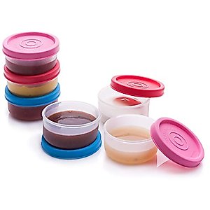 Condiment Cups Containers with Lids- 6 pk. 1.3 oz.Salad Dressing Container to go Small Food Storage Containers with Lids- Sauce Cups Leak proof Reusable Plastic BPA free for Lunch Box Picnic Travel