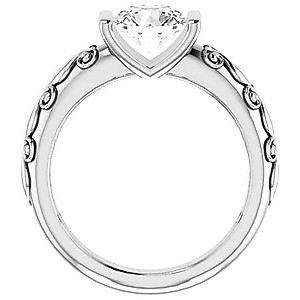 Mois 1.42 CT Moissanite Round Engagement Ring, Wedding Ring Bridal Set in Sterling Silver, Colorless Moissanite, VVS1 Clarity, Sizes 4 to 11, Half Bezel Set for Her (4)