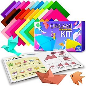 Praisebank Origami Paper, 220pcs 17 Colors 6x6 inch, Double Sided Color, Origami Paper Kit with Guide instruction, Origami Paper Kit for Crafts, Origami Kit.