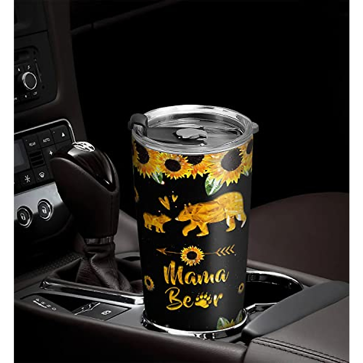 64HYDRO 20oz Mama Bear Unique Birthday Gifts for Women, Wife, Mom, Daughter, Friends, Valentines Day Gifts for Her, Inspirational Gifts Mother Bear Tumbler Cup, Insulated Travel Coffee Mug with Lid
