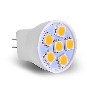 MR8 Light Bulb LED Replacement for Mini Halogen Recessed Lamps 12 Volt 1" Diameter GU4 RV Boat Camper Yacht Train Motor Home Interior Tiny House Ship Van Truck Sprinter Lighting - Cool White - 6 Pack