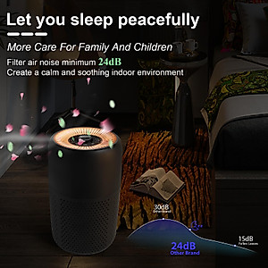 2 Pack TPLMB Air Purifiers for Bedroom H13 HEPA Filter,Fragrance for Better Sleep,Small Air Purifier with Nightlight Speed Control,For Home Living Room Dorm,24dB Filtration System,P60 (2, Black)