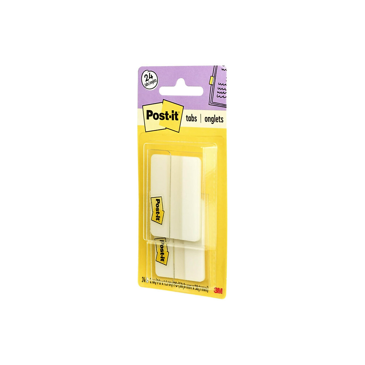 Post-it Tabs, 2 in Solid, White, 12 Tabs/On-The-Go Dispenser, 2 Dispensers/Pack (686-24WE)