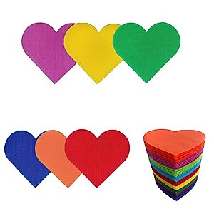 63 Pieces Carpet Markers Floor Dots Heart-Shaped Preschool Kindergarten ＆ Children's Classrooms ＆ Gymnasium Floor Markers to Decorate Classrooms 9 Bright Colors, 3.9*3.9*3.9inch