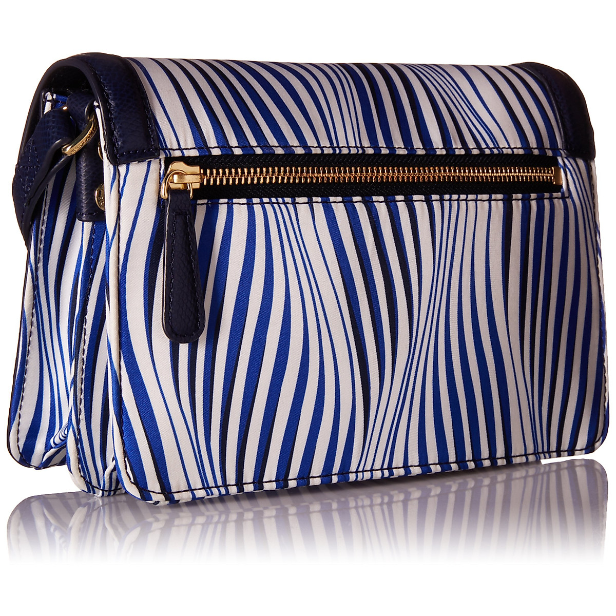 Vera Bradley Women's Faux Leather Tess Crossbody Purse, Wavy Stripe Navy, One Size