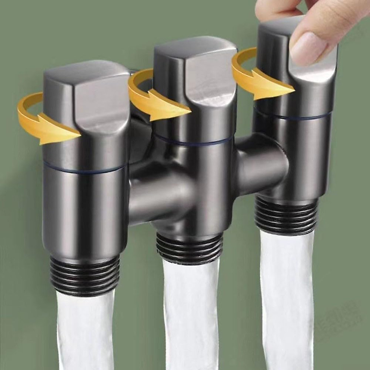 1-In-3-Out Dual Control Valve, Handheld Bidet Sprayer For Toilet G1/2 Three-Way Control Washing Machine Faucet Sprayer Kit For Wash, Pet, Cloth, Bidet Bathroom Cleaning (Black Gray)