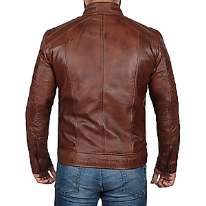 Decrum Motorcycle Jacket Men - Mens Leather Jacket | [1100065] Austin Brown, XL