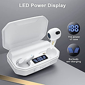 ACAGET Wireless Headphones for Pixel 7 Pro 7A 6 Fold, 50H Playtime Bluetooth Earbuds with LED Digital Display Charging Box Noise Canceling Headset Stereo Earphones for Samsung S23 S22 Android Phones