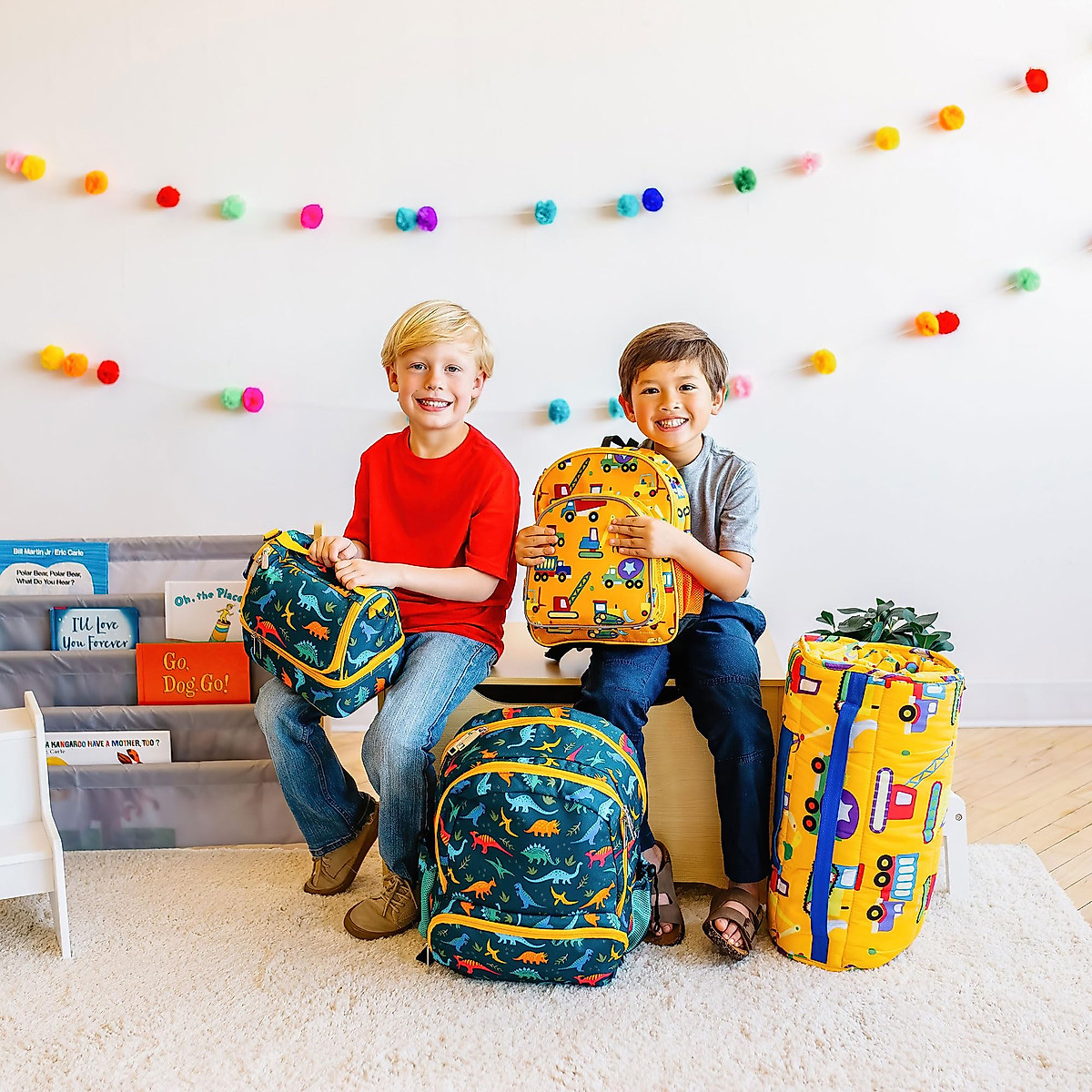 Wildkin 12 Inch Kids Backpack Bundle with Plush Nap Mat (Under Construction)