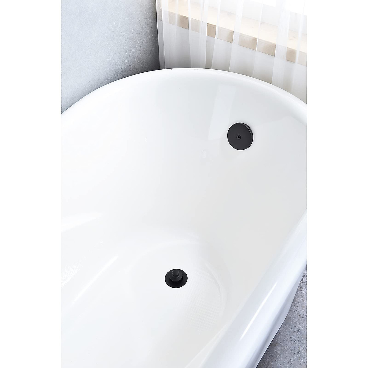 Anpean Brass Bathtub Drain Kit, Lift and Turn Tub Drain Kit with Single Hole Overflow Faceplate, Matte Black