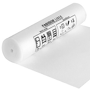 PABUSIOR Shelf Liner for Kitchens Cabinet, Waterproof Non-Adhesive Easy to Cut (17.7"x318"Wide,Clear) Cupboard Liner for Pantry, Drawer, Shelves,Desks