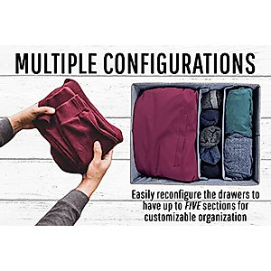 Wardrobe Clothes Organizer (16X12X8in)- 2 PCS Clothing Storage for Drawers & Closet- Sturdy Space-Saving Collapsible Fabric Storage- Large Jeans Bin with Compartments Pants, Sweaters XL, Grey