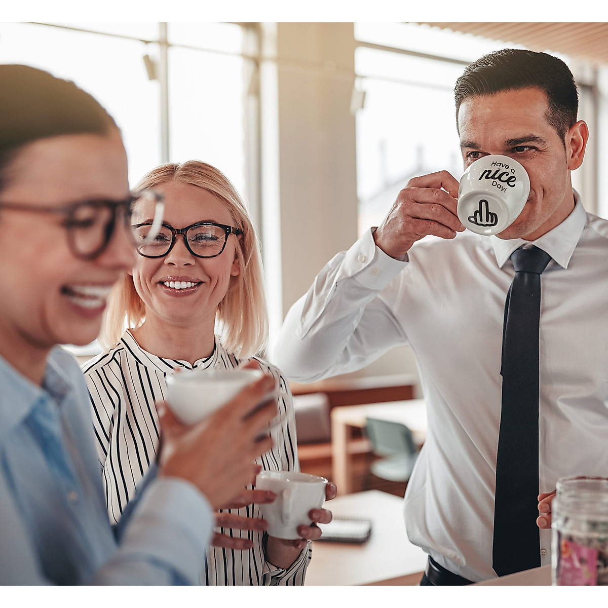 GALVANOX Funny Coffee Mug with Warmer Have a Nice Day Sarcastic Coffee Mug with Electric Heated Base - Novelty Christmas Gift Idea for Coworker/Coffee Lover, Men/Women (Gift Boxed)