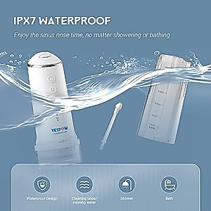 Nasal Irrigation System - 𝐘𝐄𝐒𝐏𝐎𝐖 Electric Neti Pot Nose Cleaner - Sinus Rinse Machine with 𝟒 𝐌𝐨𝐝𝐞𝐬 for Nose Wash - Nasal Irrigator with 𝟒𝟎 Packets Saline for Sinus Flush and Relief