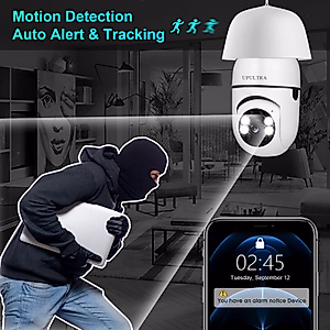Light Bulb 1080P Security Wireless Camera Wifi Smart for home surveillance Screw into the E27 light bulb socket Spotlight Alarm Color night vision Two-way talk Motion Alarm PTZ 360 Degree(2packs）