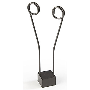 Set of 24, Dual Coil Place Card Holders with Square Metal Base, Felt Bottom, 6.5"h Memo Clips for Tabletop - Black Metal