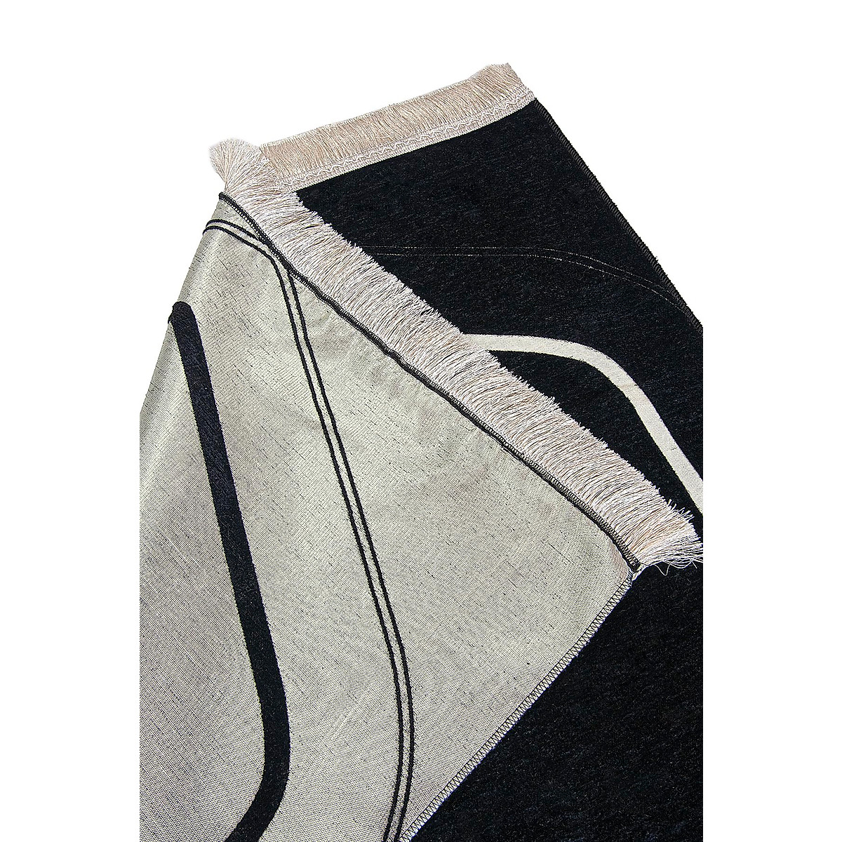 ihvan online, Muslim Prayer Rug for Couples, Praying Mat Set for Women & Men, Heart Patterned, Soft, Prayer Beads, Islamic Gifts for Ramadan Eid Valentines Day, Two Pieces, White-Black