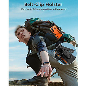 FNTCASE for Samsung Galaxy S23 Case : with Belt-Clip Holster & Kickstand Heavy Duty Rugged Shockproof Protective Phone Shell | Military Grade Protection Durable Cover for Galaxy S23 - Orange